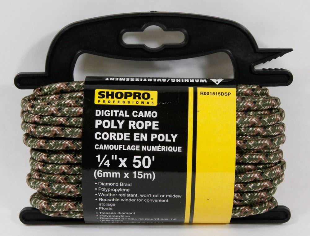 NEW! 1/4" X 50' CAMO POLY ROPE
