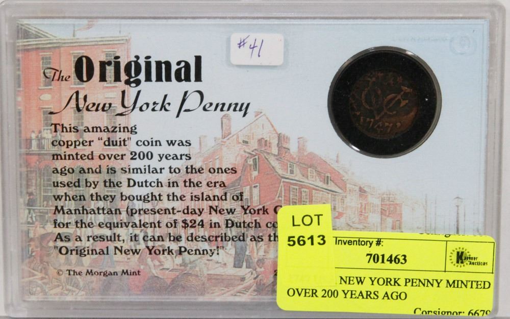 1747 USA NEW YORK PENNY MINTED OVER 200 YEARS AGO