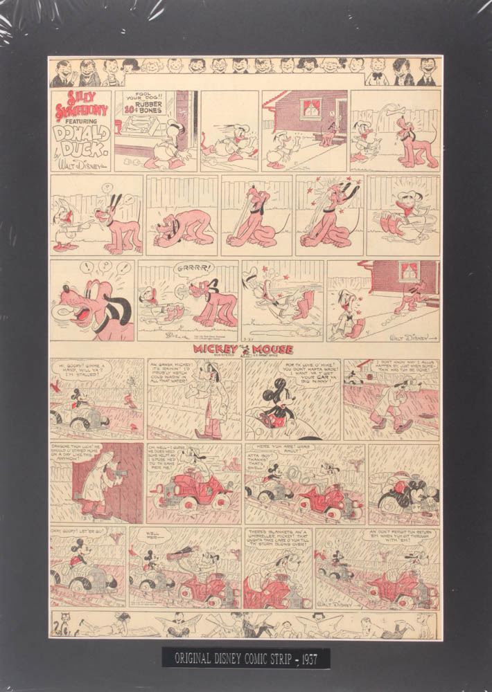 1937 "Mickey Mouse" 18x25 Custom Matted Original Disney Comic Strip Display