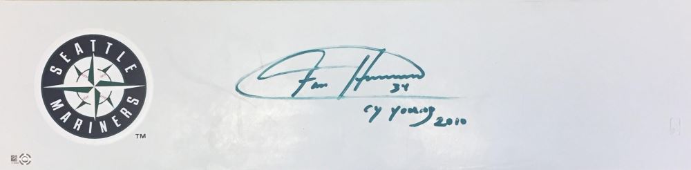 Felix Hernandez Signed Mariners Logo Pitching Rubber Inscribed "2010 AL ...