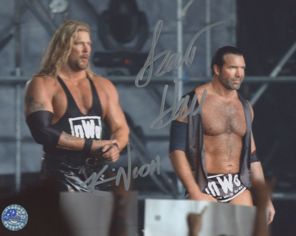 Kevin Nash Scott Hall Signed WWE 8x10 Photo (Pro Player Hologram)
