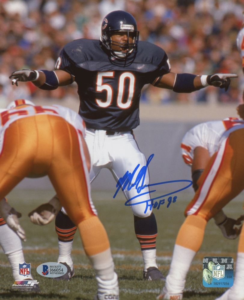 Mike Singletary Signed Chicago Bears 8x10 Photo Inscribed "HOF 98 ...