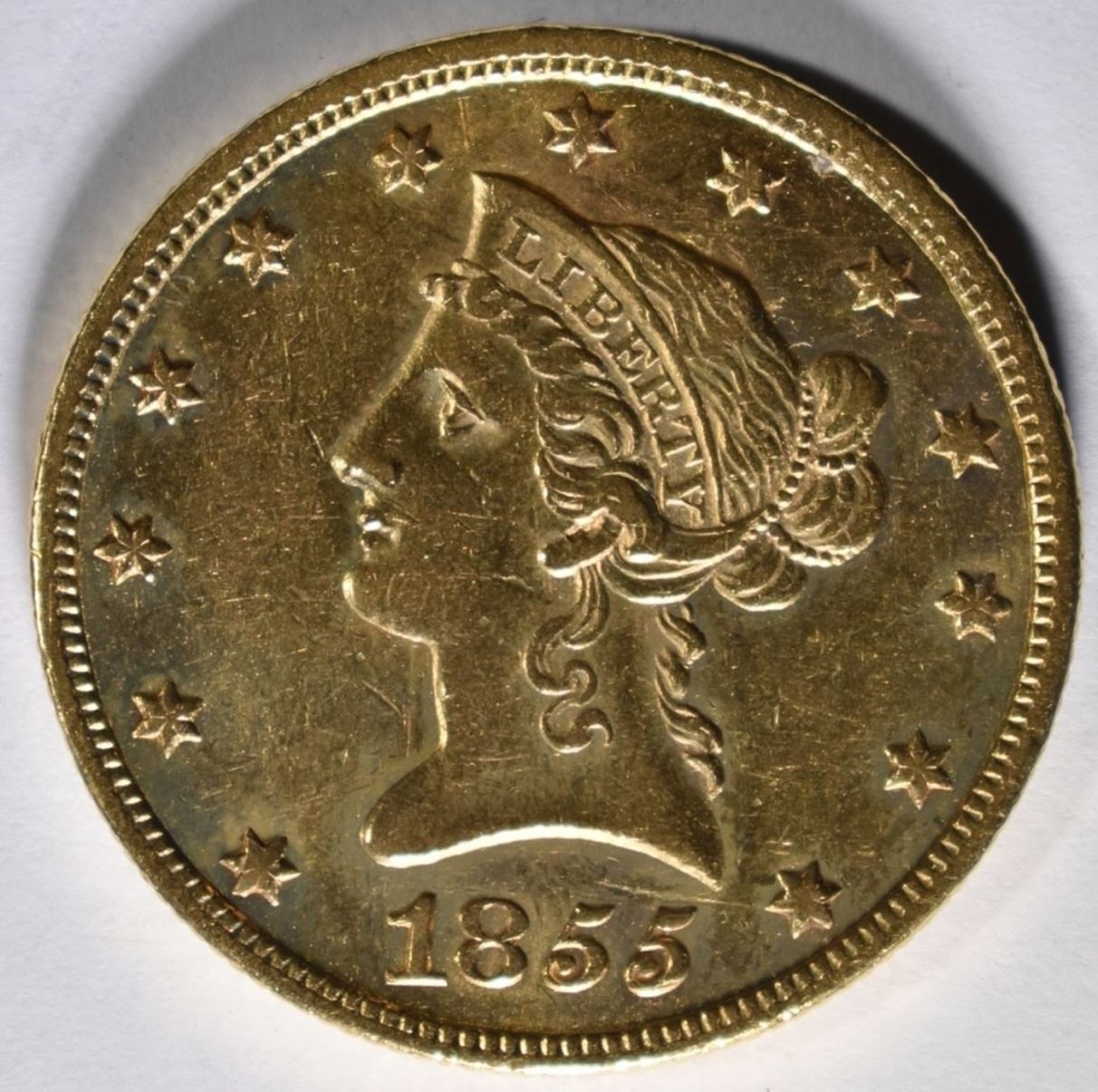 1855 $10 GOLD BU