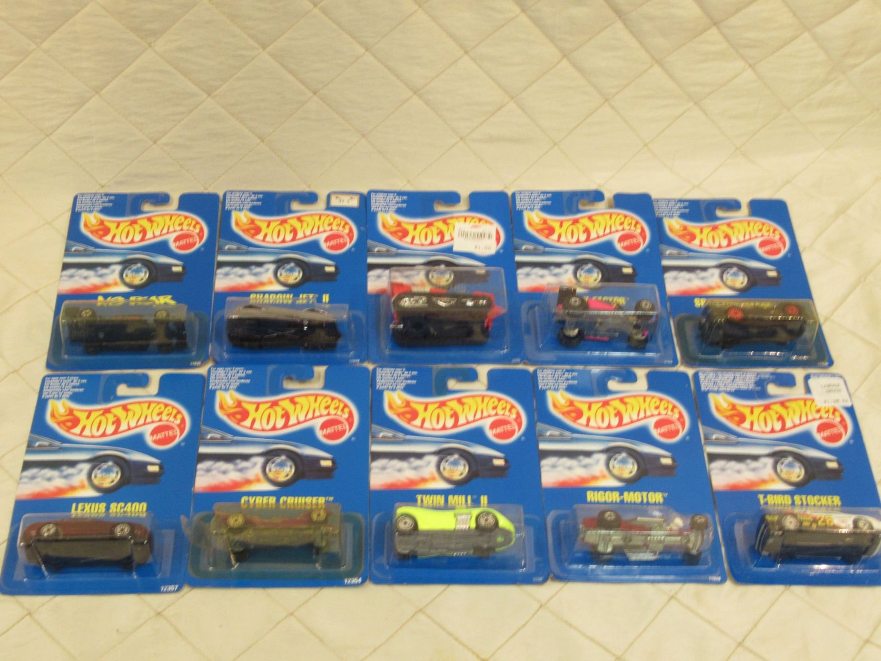 10 Vintage Hot Wheels Blue Cards