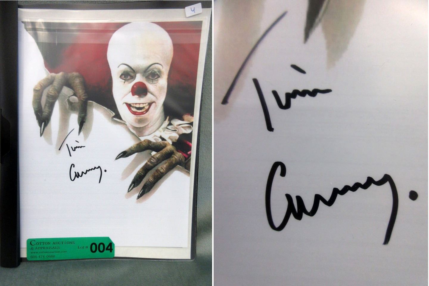 Tim Curry Signed 8" x 10" "Pennywise" Photograph