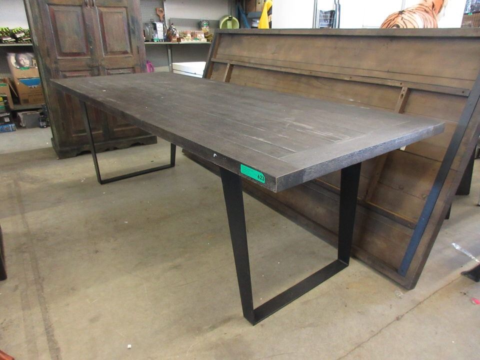 New 8 Foot Dining Table with Metal Base