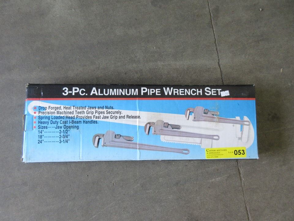 New 3 Piece Aluminum Pipe Wrench Set