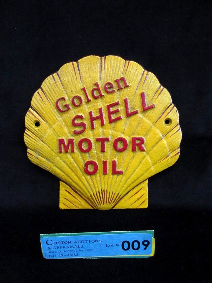 Cast Iron Golden Shell Motor Oil Advertising Sign