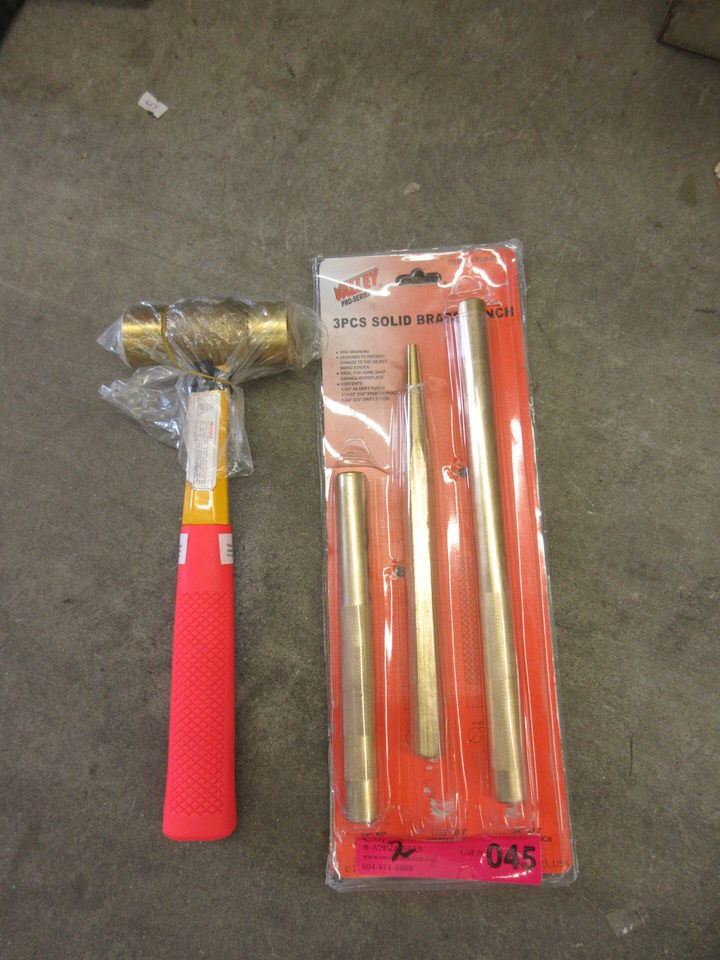 New 3 Piece Brass Punch Set And Hammer