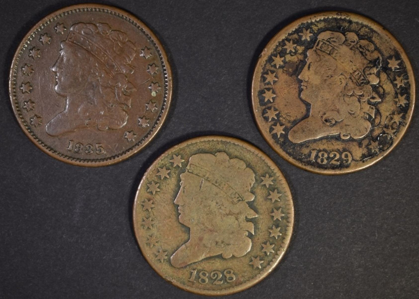 1828 VG, 29 FINE & 35 VF HALF CENTS