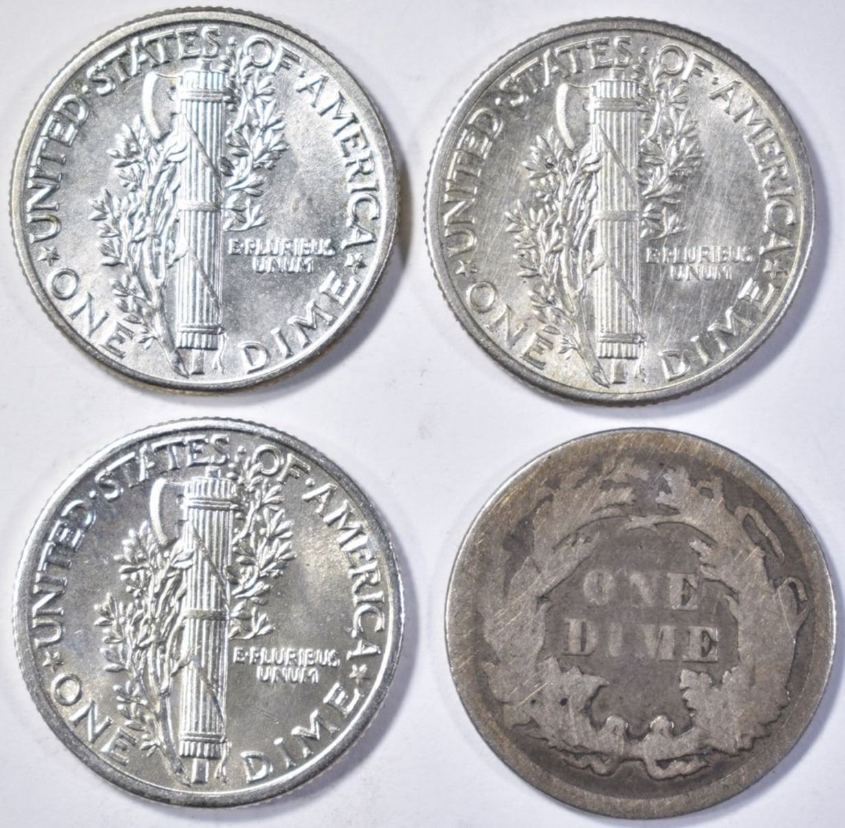 LOT OF 4 DIMES:1874 ARROW SEATED DIME