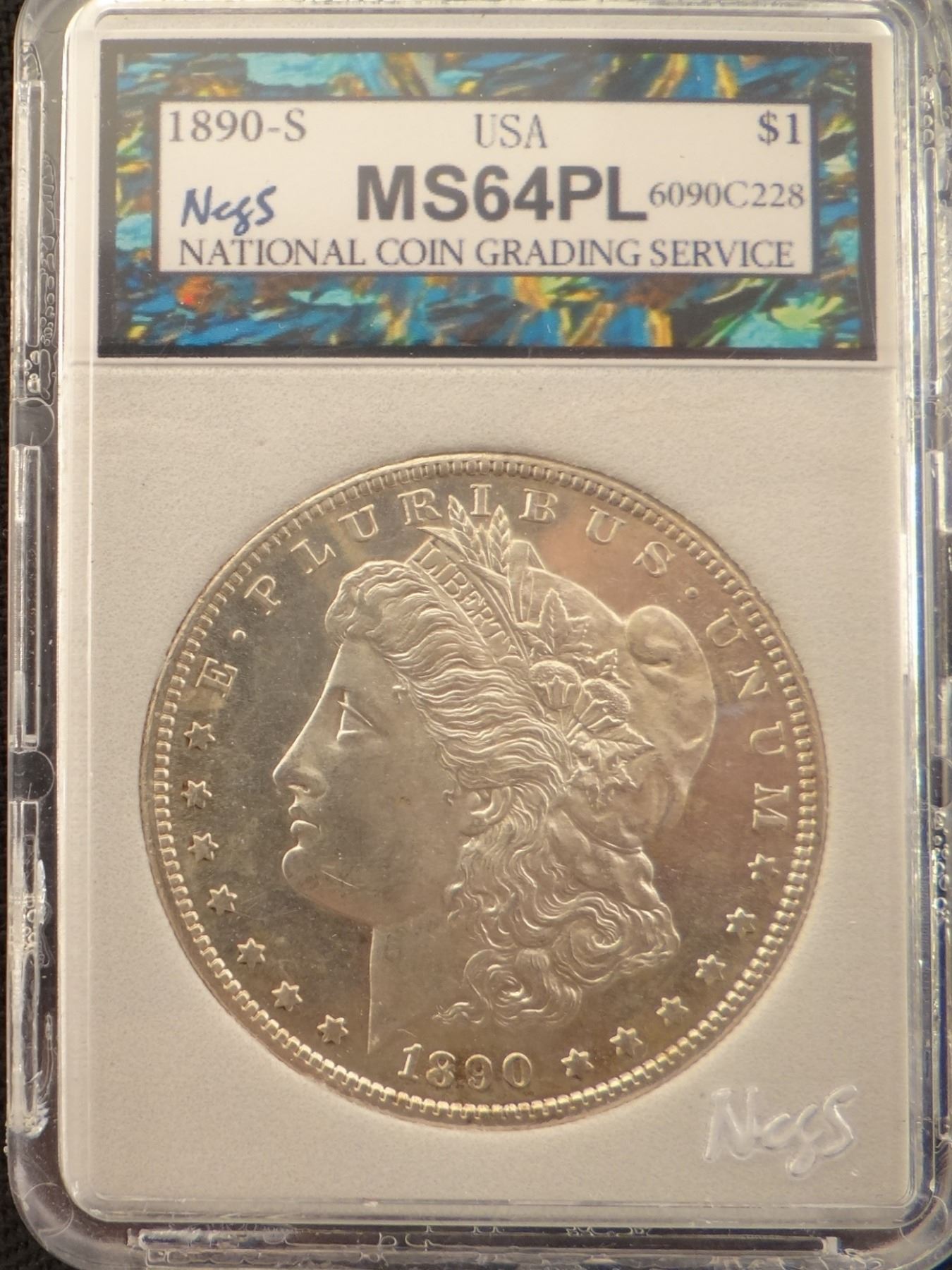 1890 S Morgan dollar, NCGS 64PL, great coin!