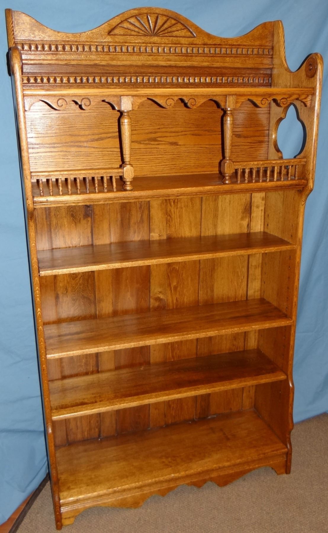 Fancy oak 5-shelf open book case