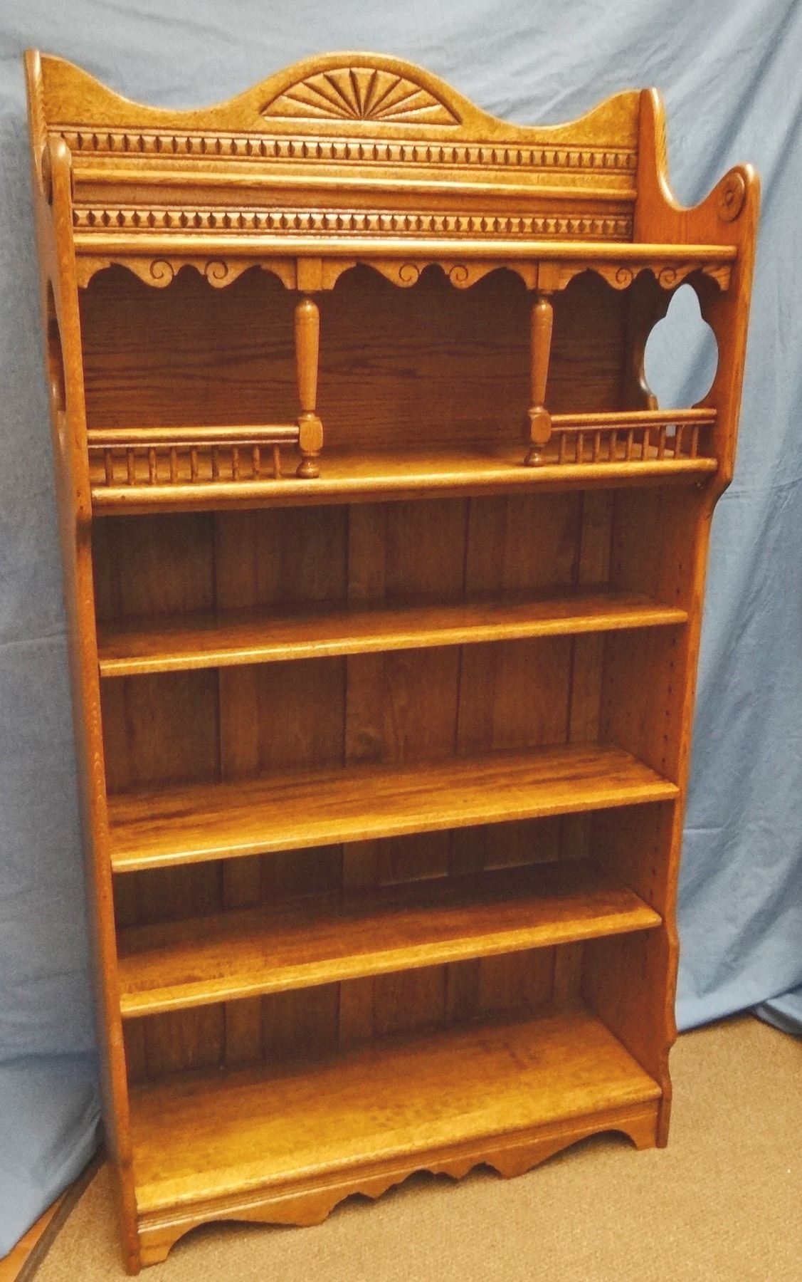Fancy oak 5-shelf open book case