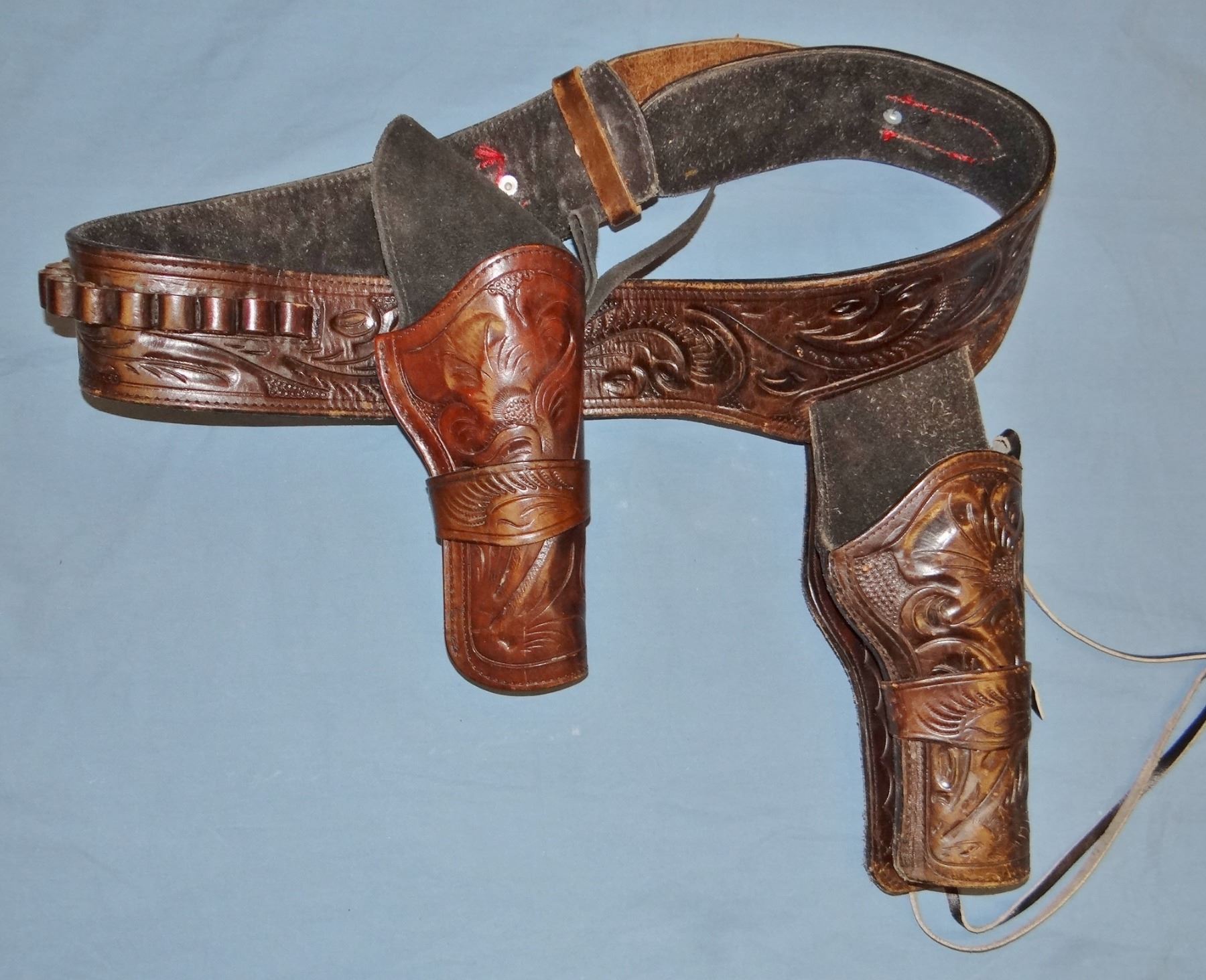 Leather tooled double holster, Mexico