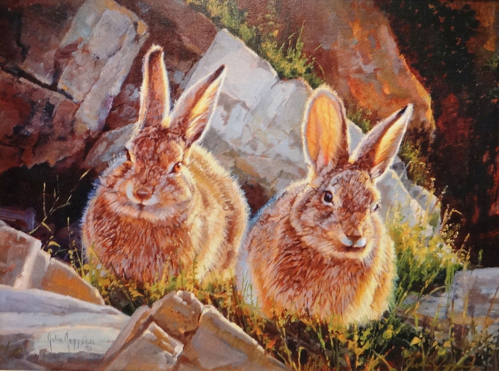 Jeppson, Julie framed print, "Bunnies", 12" h x 16" w