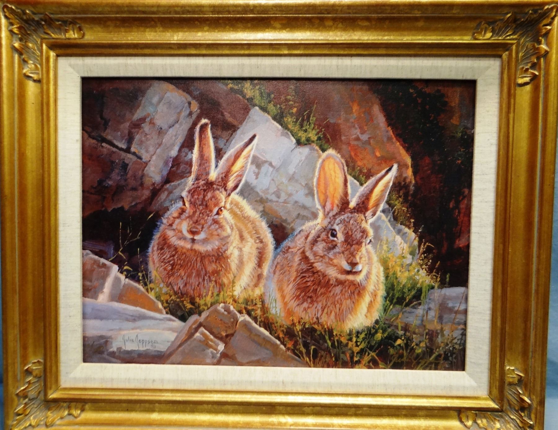Jeppson, Julie framed print, "Bunnies", 12" h x 16" w