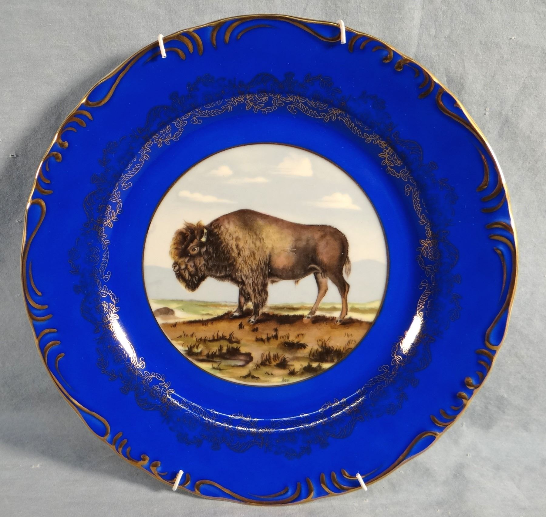 Bison hand painted plate, 10"