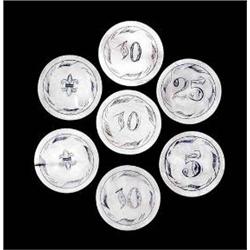 7 Antique Ivory Poker Chips