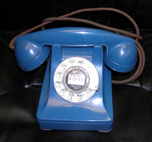Blue 1930's Western Electric Model 302 Telephone