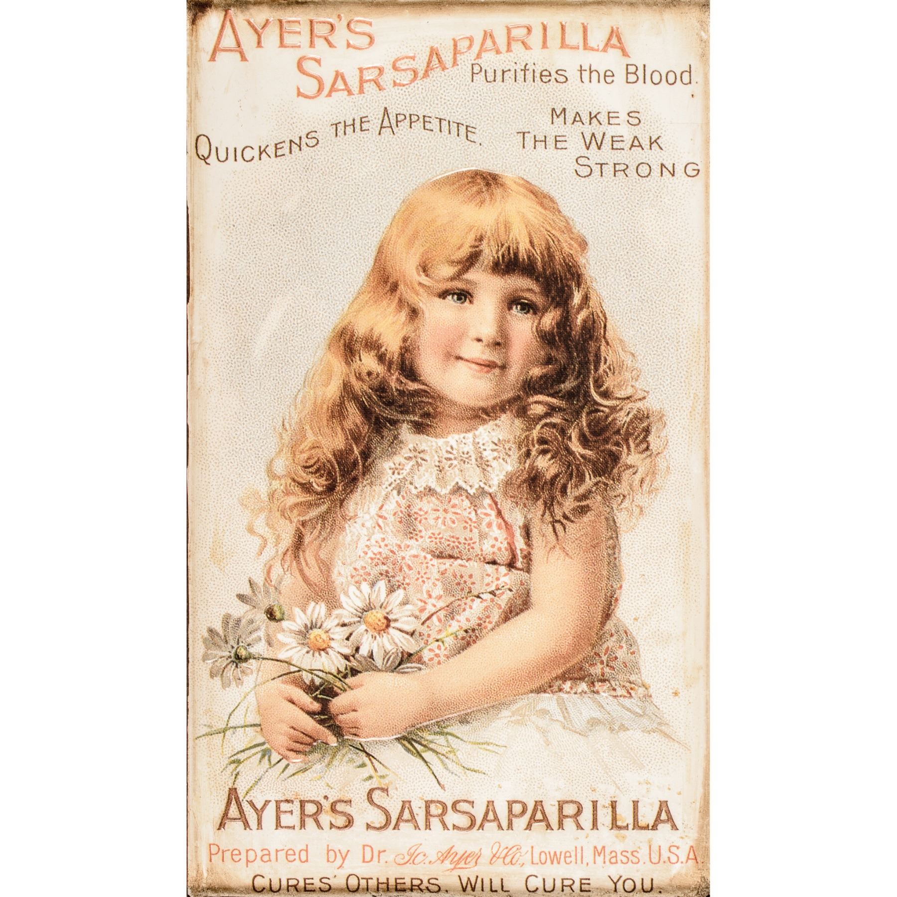 c. 1862 Civil War Ayers Sarsaparilla Tin Advertising Sign Pine Medicine ...