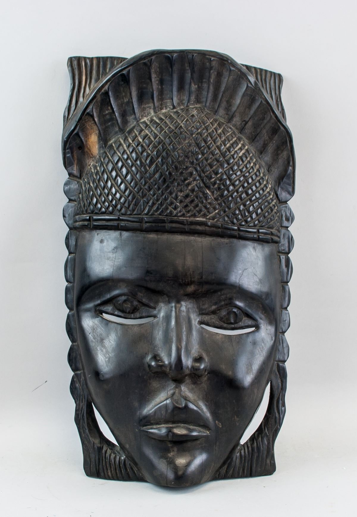 African Black Wood Carved Woman Mask