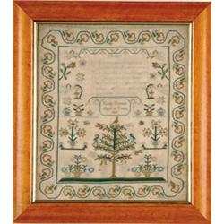 ADAM AND EVE NEEDLEWORK SAMPLER BY EMILY HANNAM, 1828