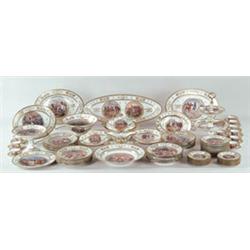 OUTSTANDING 89-PIECE DINNER SERVICE WITH NAPOLEONIC SCENES