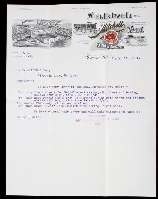 Buford Merc. Co. Carriage and Wagon Letters c 1900