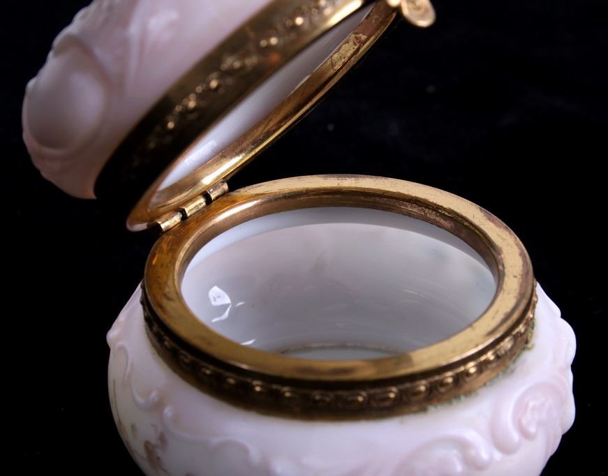 Antique Opal Glass "Wave Crest" Dresser Box