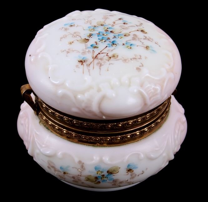 Antique Opal Glass "Wave Crest" Dresser Box