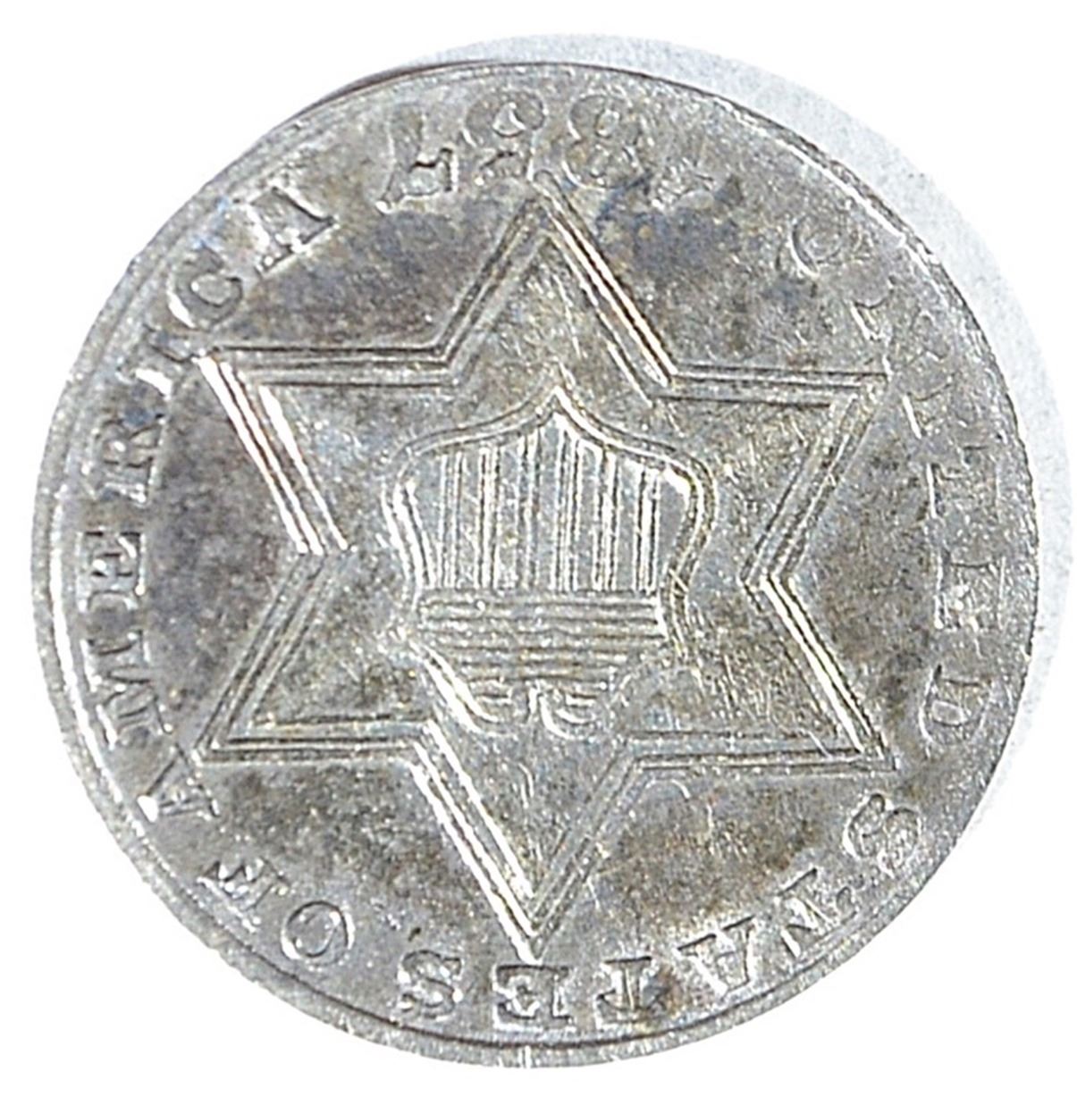 1857 3-CENT SILVER, AU