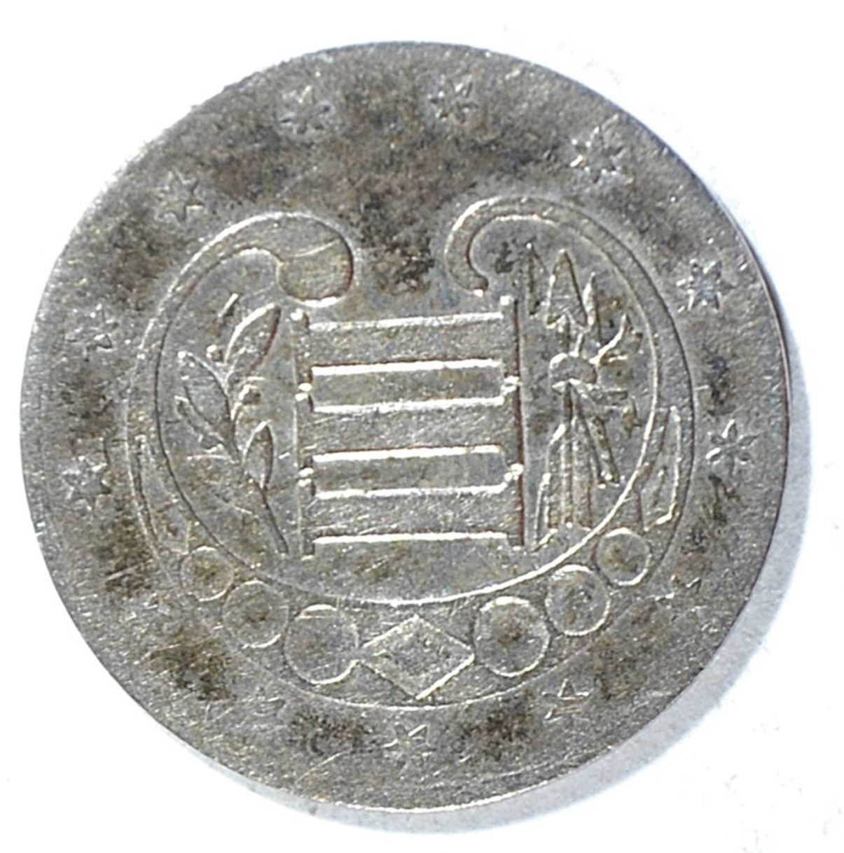 1857 3-CENT SILVER, AU