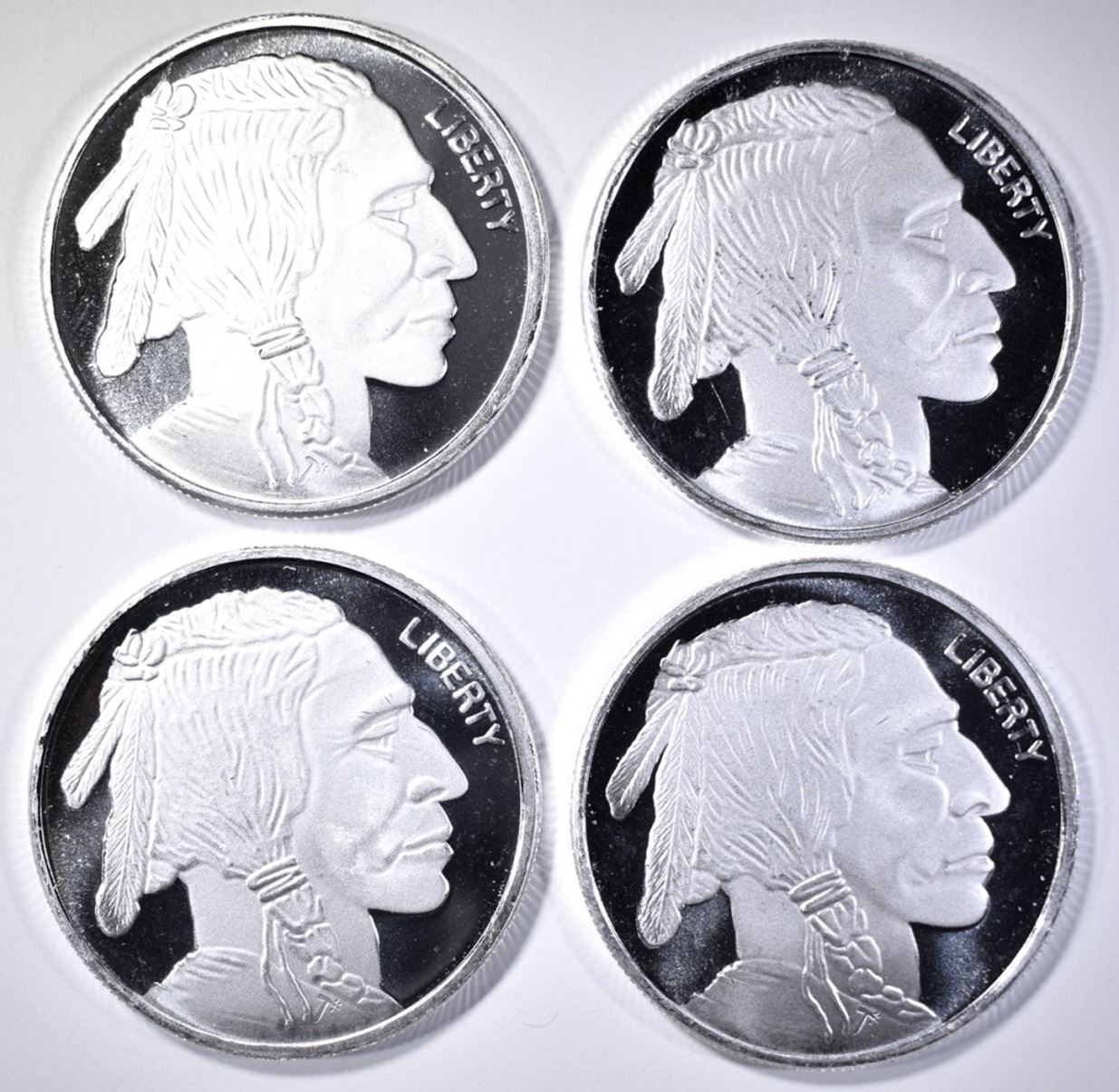 4-ONE OUNCE .999 SILVER INDIAN/BUFFALO ROUNDS