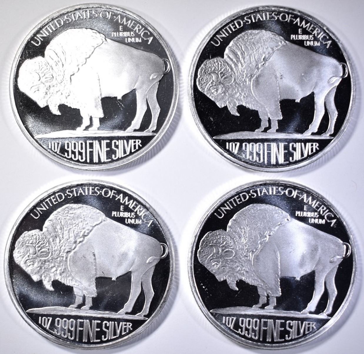 4-ONE OUNCE .999 SILVER INDIAN/BUFFALO ROUNDS
