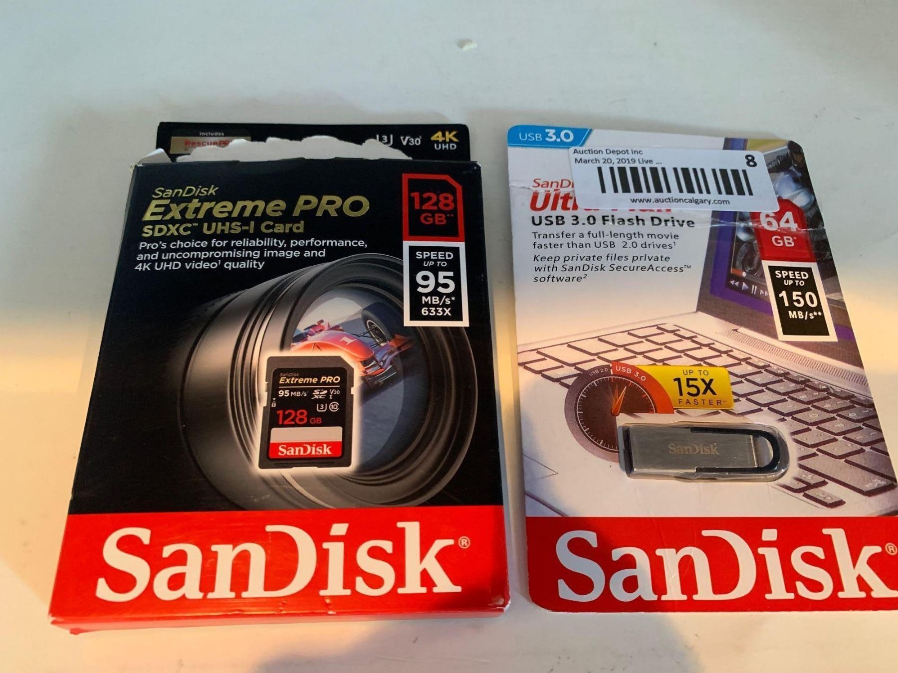SanDisk128GB SDXC Card and 64GB USB 3.0 Flash Drive