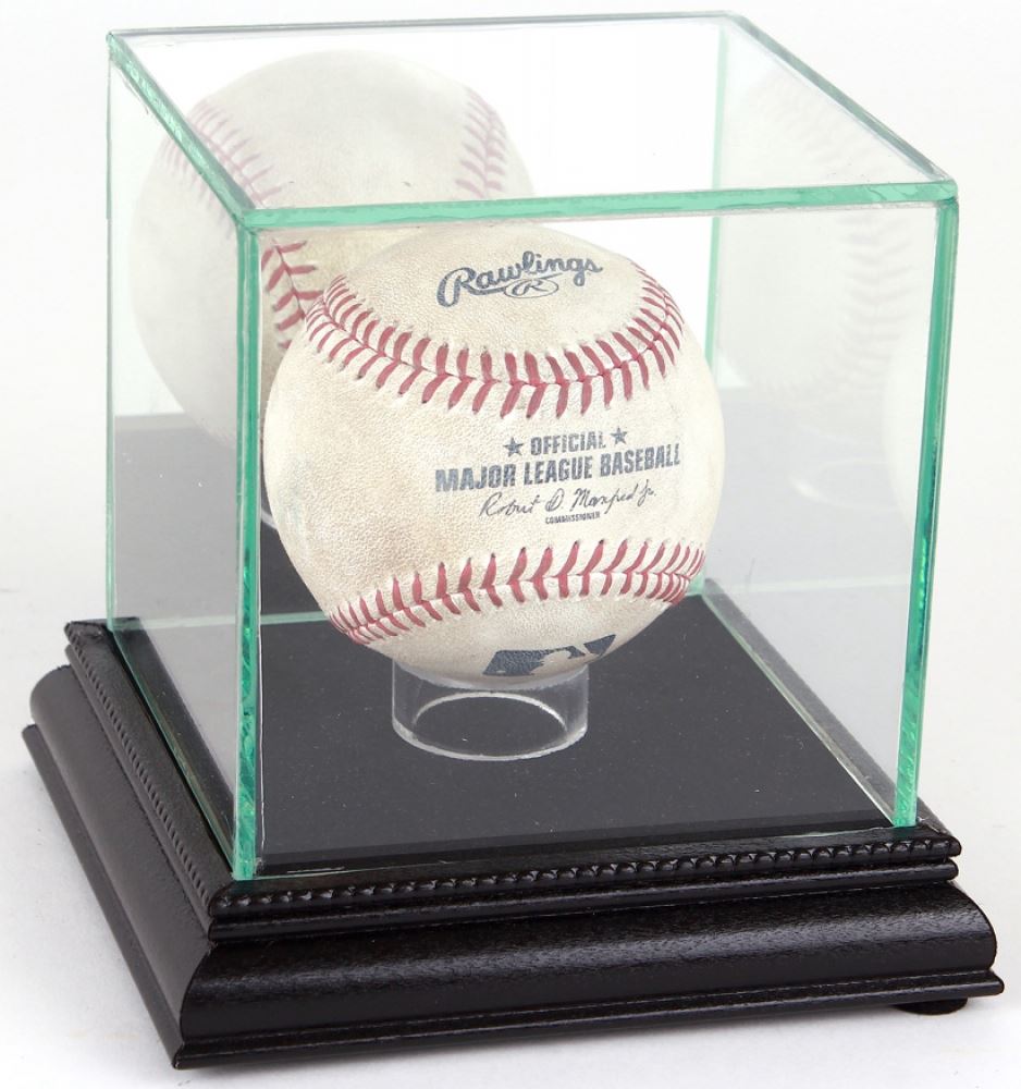 Premium Single Baseball Glass Display Case with Black Suede Black Wood ...