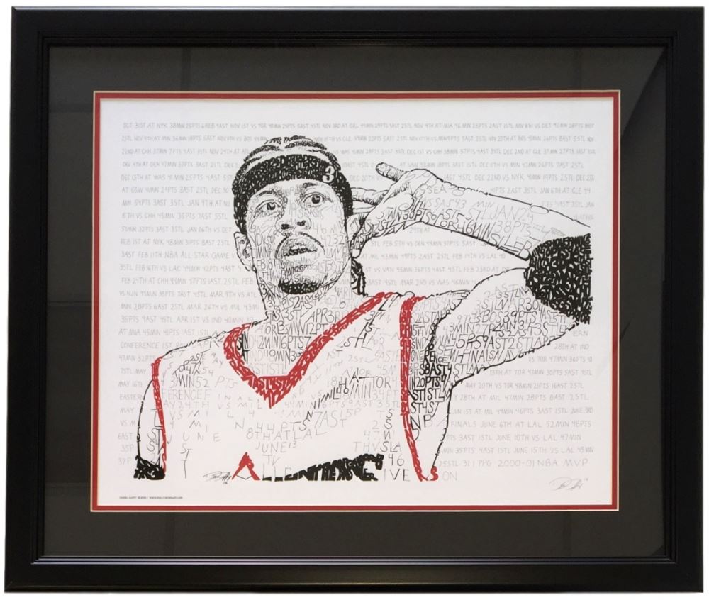 "Allen Iverson" Philadelphia 76ers Word Art 22x27 Custom Framed Print ...