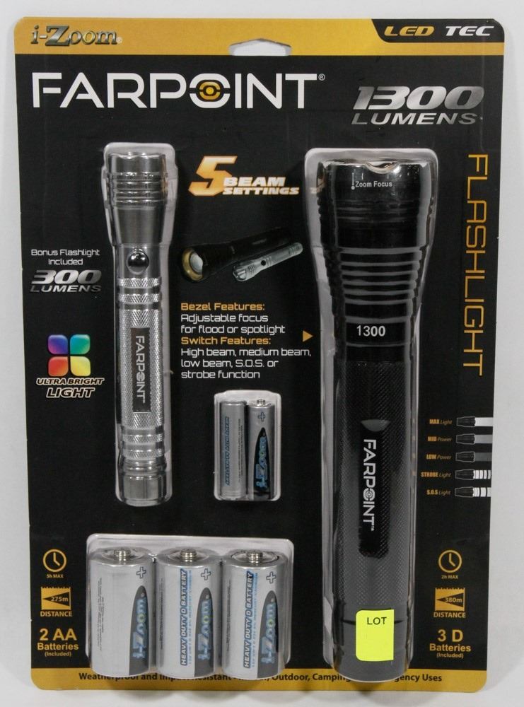 NEW! FARPOINT 1300 LUMENS LED FLASHLIGHT