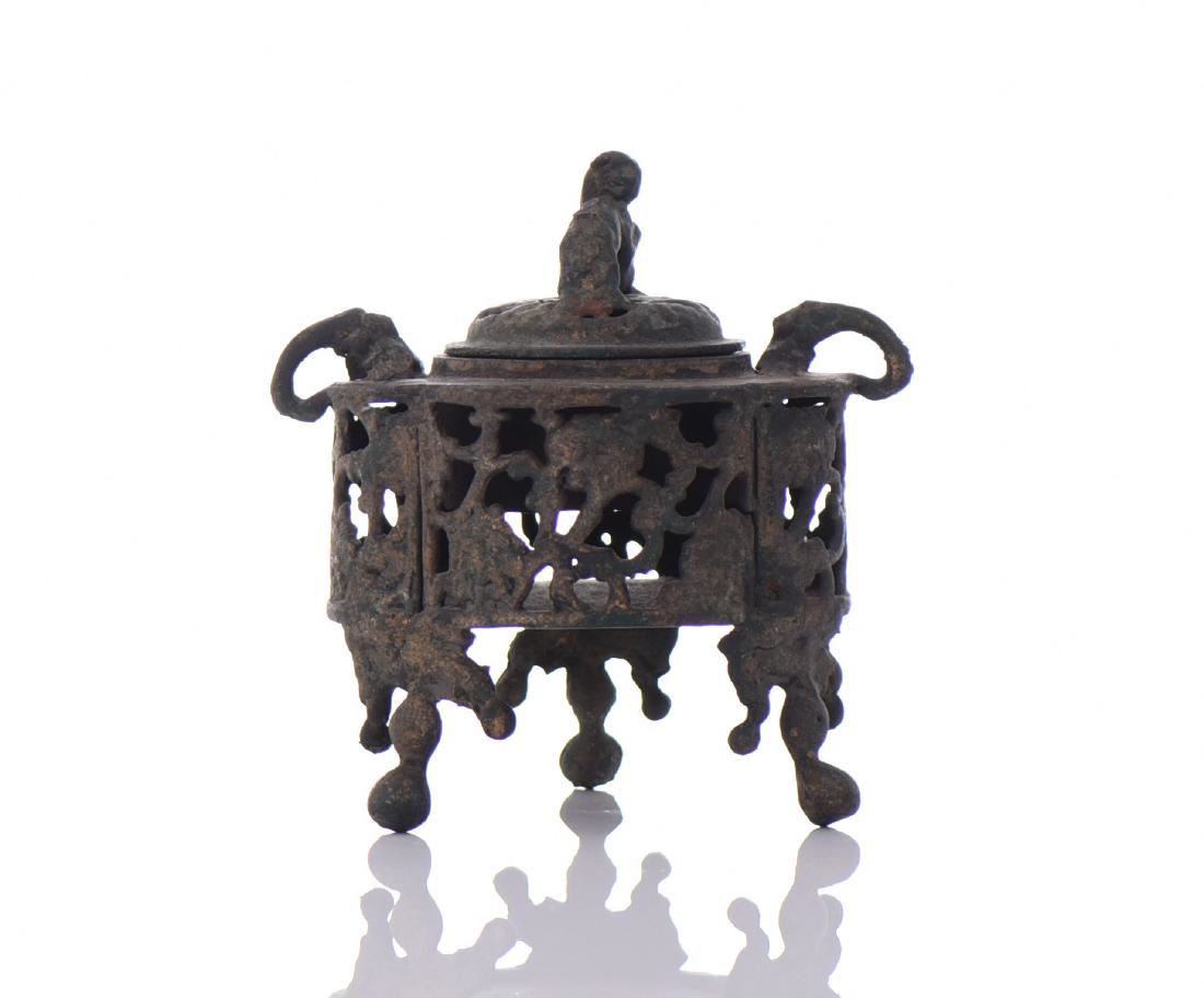 Iron Censor With Foo Dog Lid And Elephant