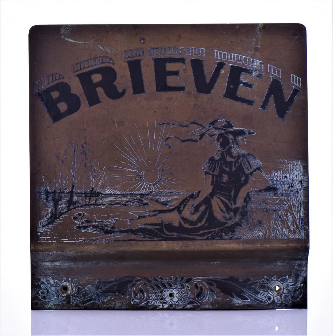 Antique Dutch Brieven Brass Mailbox Sign