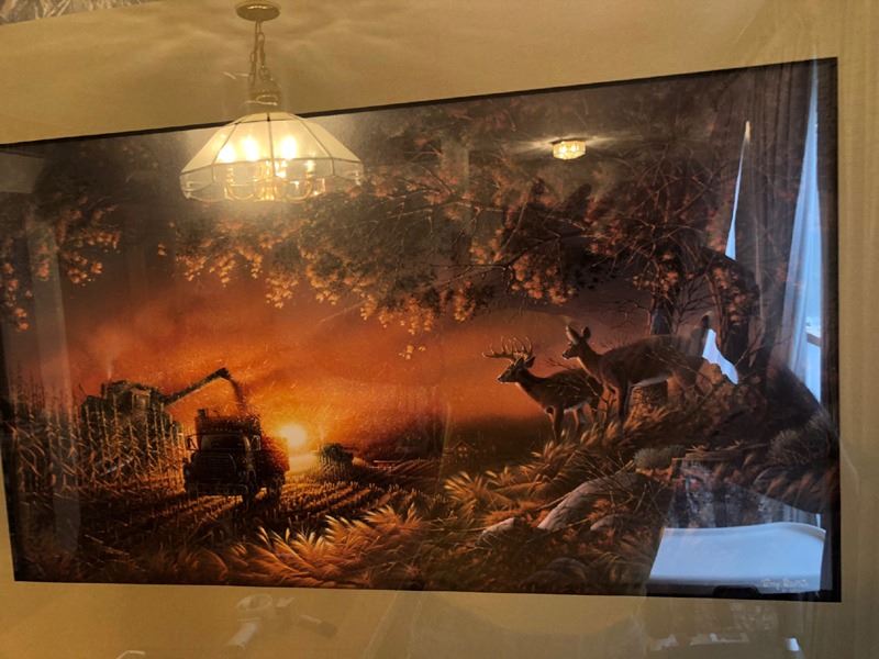 *SUNSET HARVEST* FRAMED DEER ART BY FAMOUS ARTIST TERRY REDLIN(1937-2016)