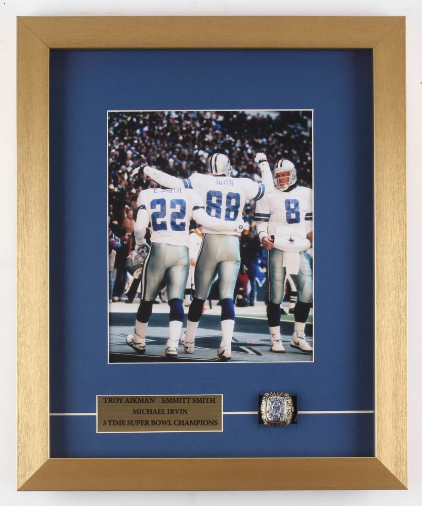 Troy Aikman, Emmitt Smith Michael Irvin Dallas Cowboys 14x17 Custom Framed Photo Display with Repli