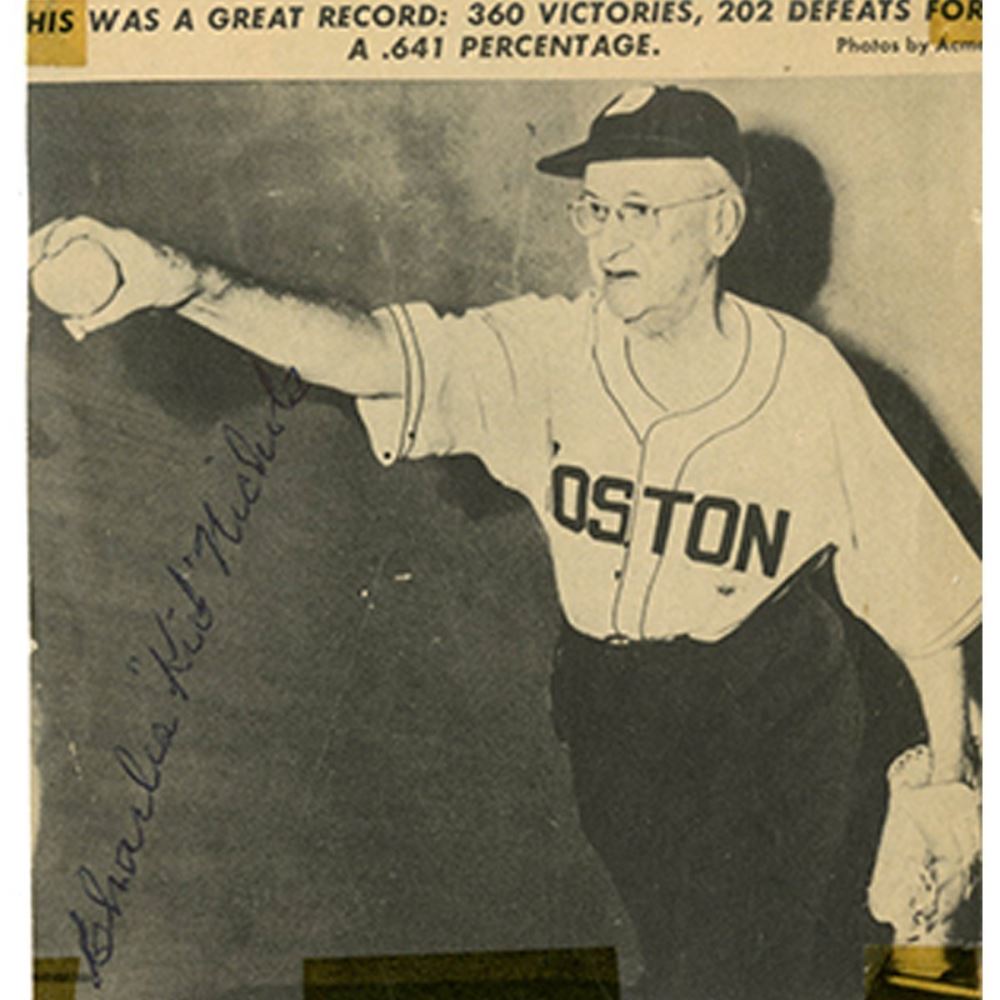 Charles "Kid" Nichols Signed 4x4.5 Newspaper Photo (JSA LOA)