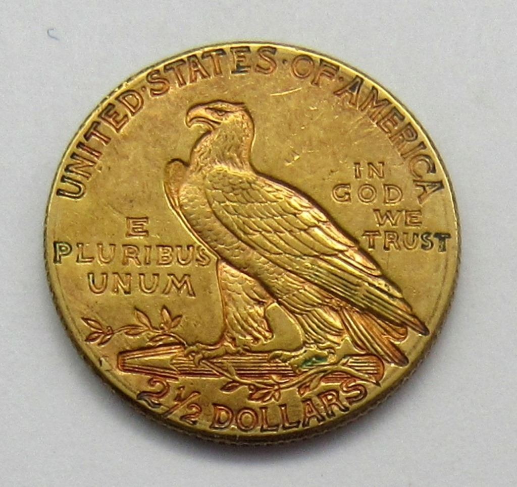 1914 INDIAN $2.50 GOLD COIN - QUARTER EAGLE