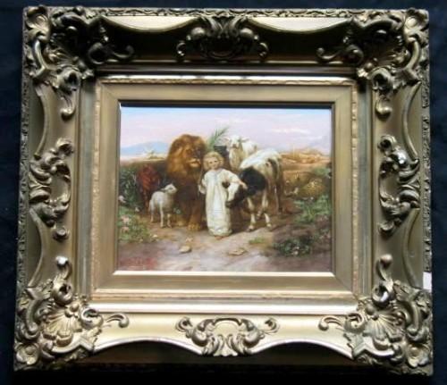 Oil on Canvas, Fine 19th C. oil painting of a religious scene of Jesus ...