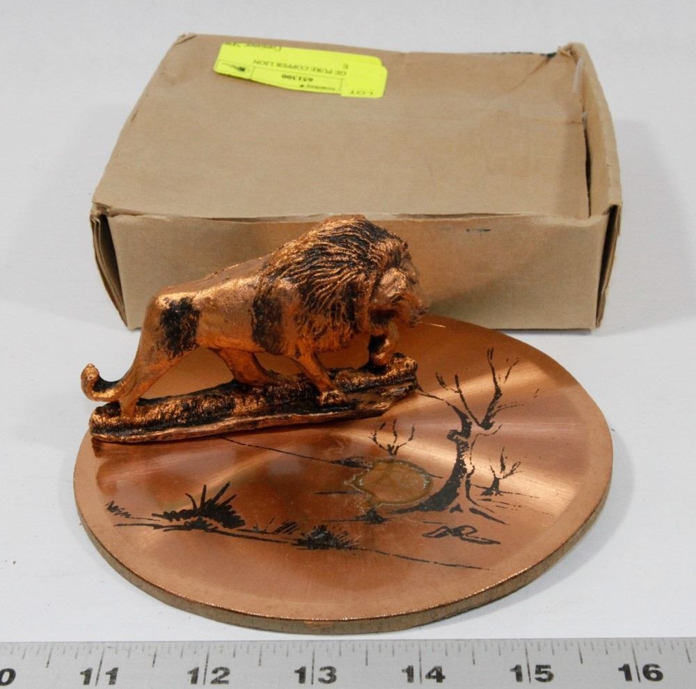 VINTAGE COPPER LION FIGURE