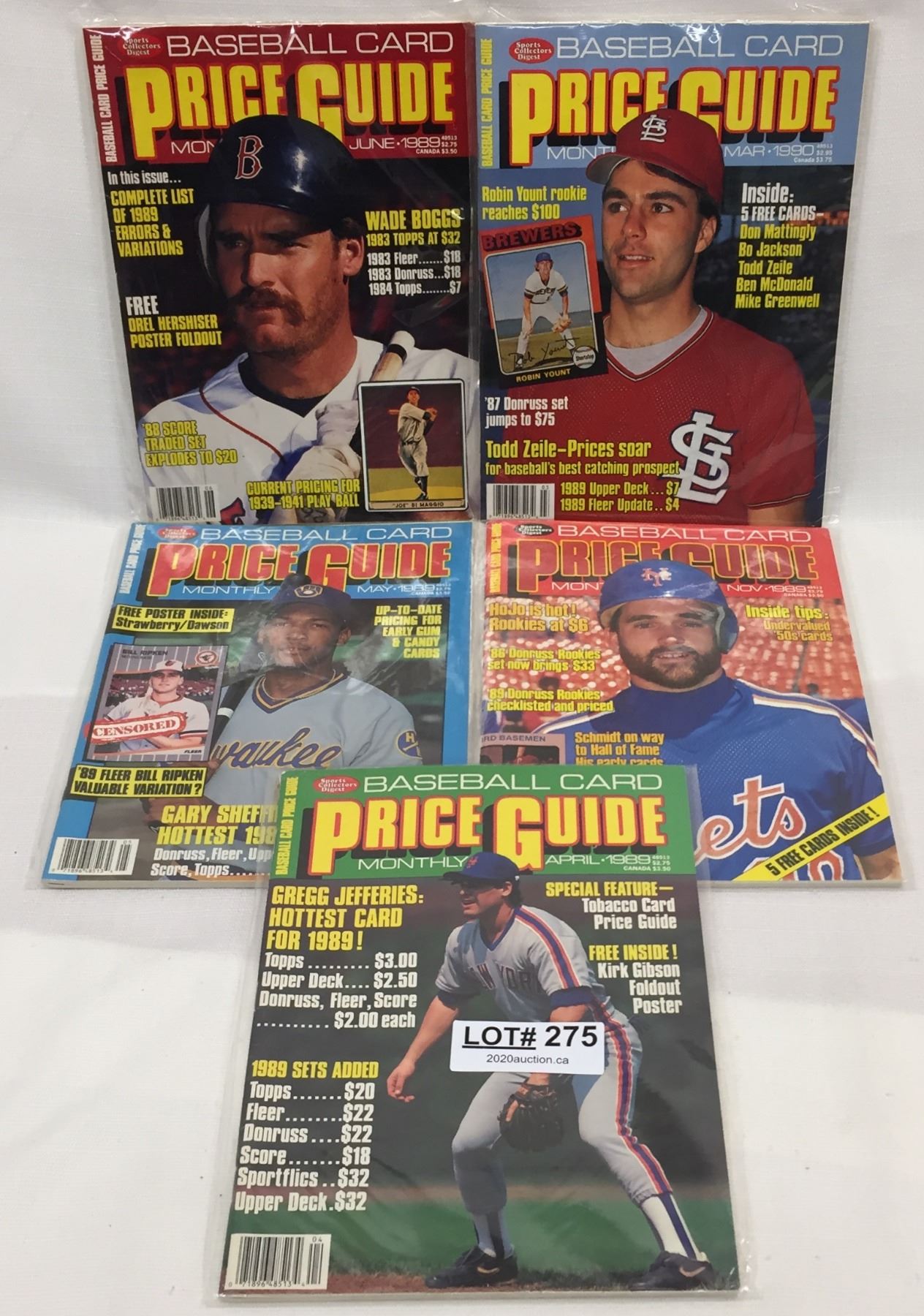 5 BASEBALL CARD PIZING GUIDE MONTHLY MAGAZINES