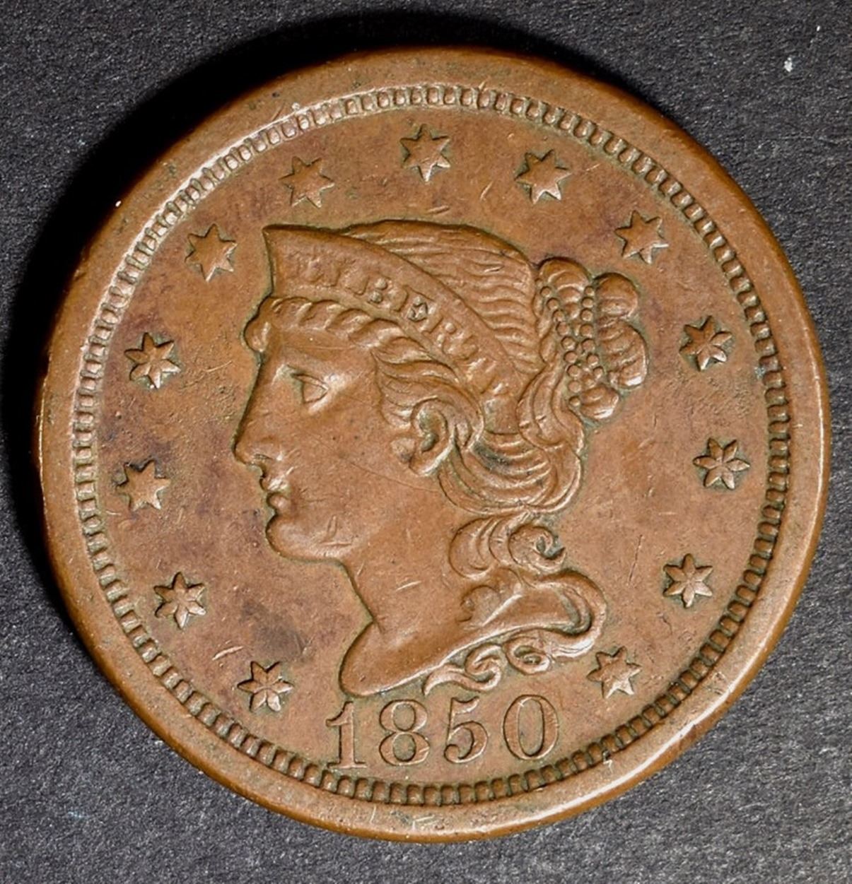 1850 LARGE CENT AU 1850-large-cent-au