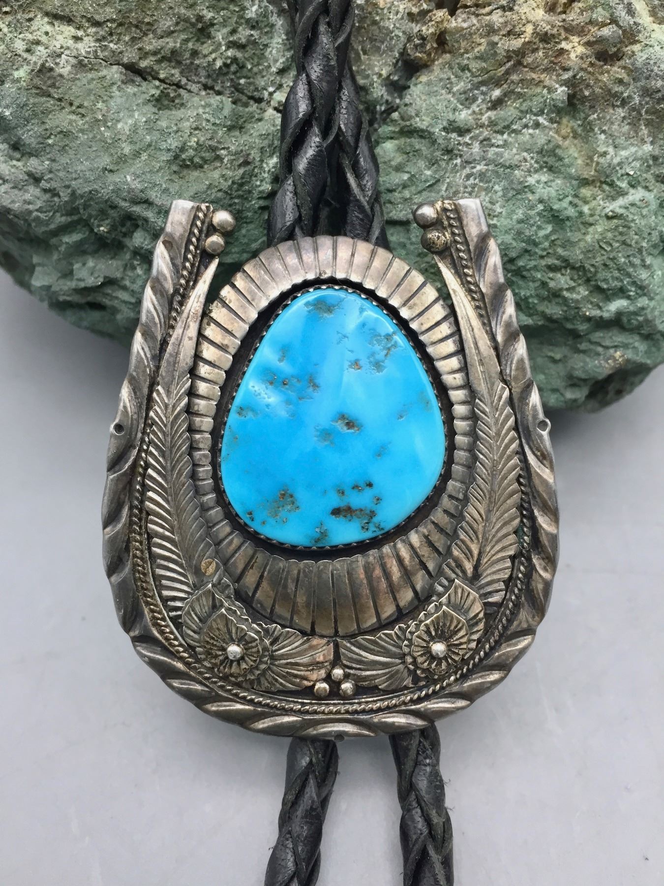 Vintage Turquoise & Sterling Silver Bolo